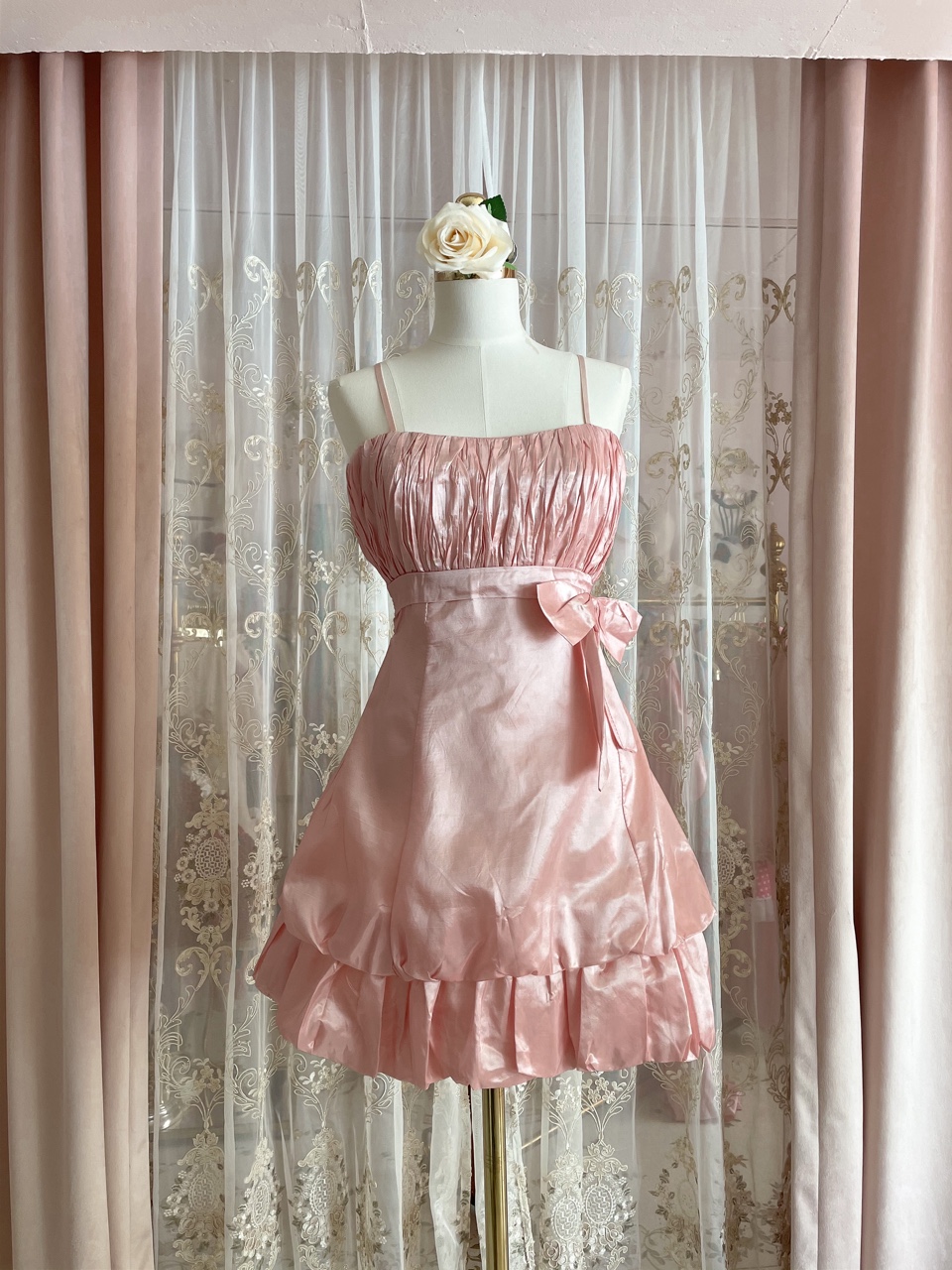 Cocktail Pink Ribbon Dress