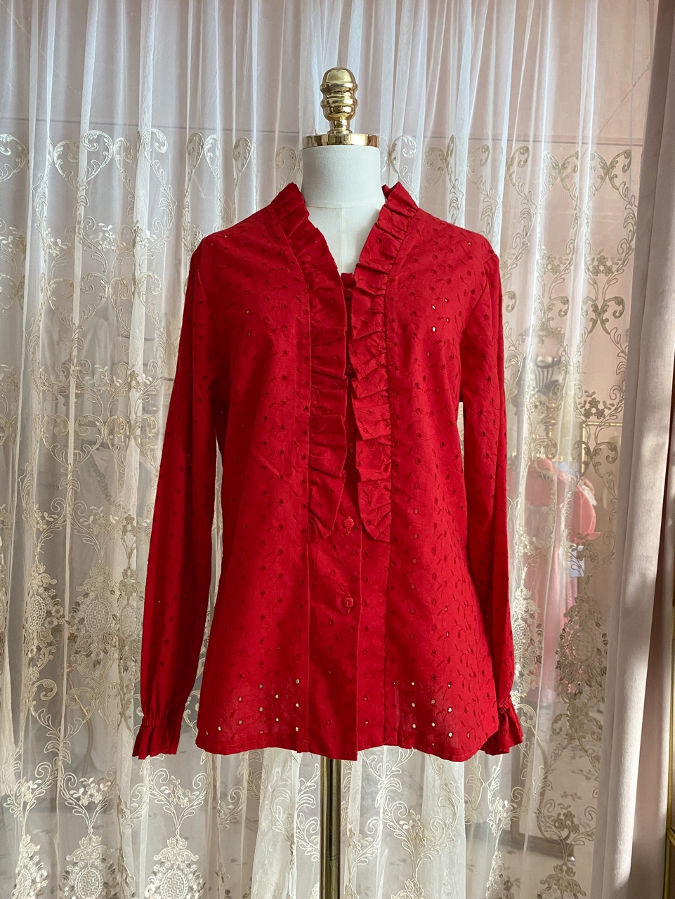 Cherry Red Cotton Blouse
