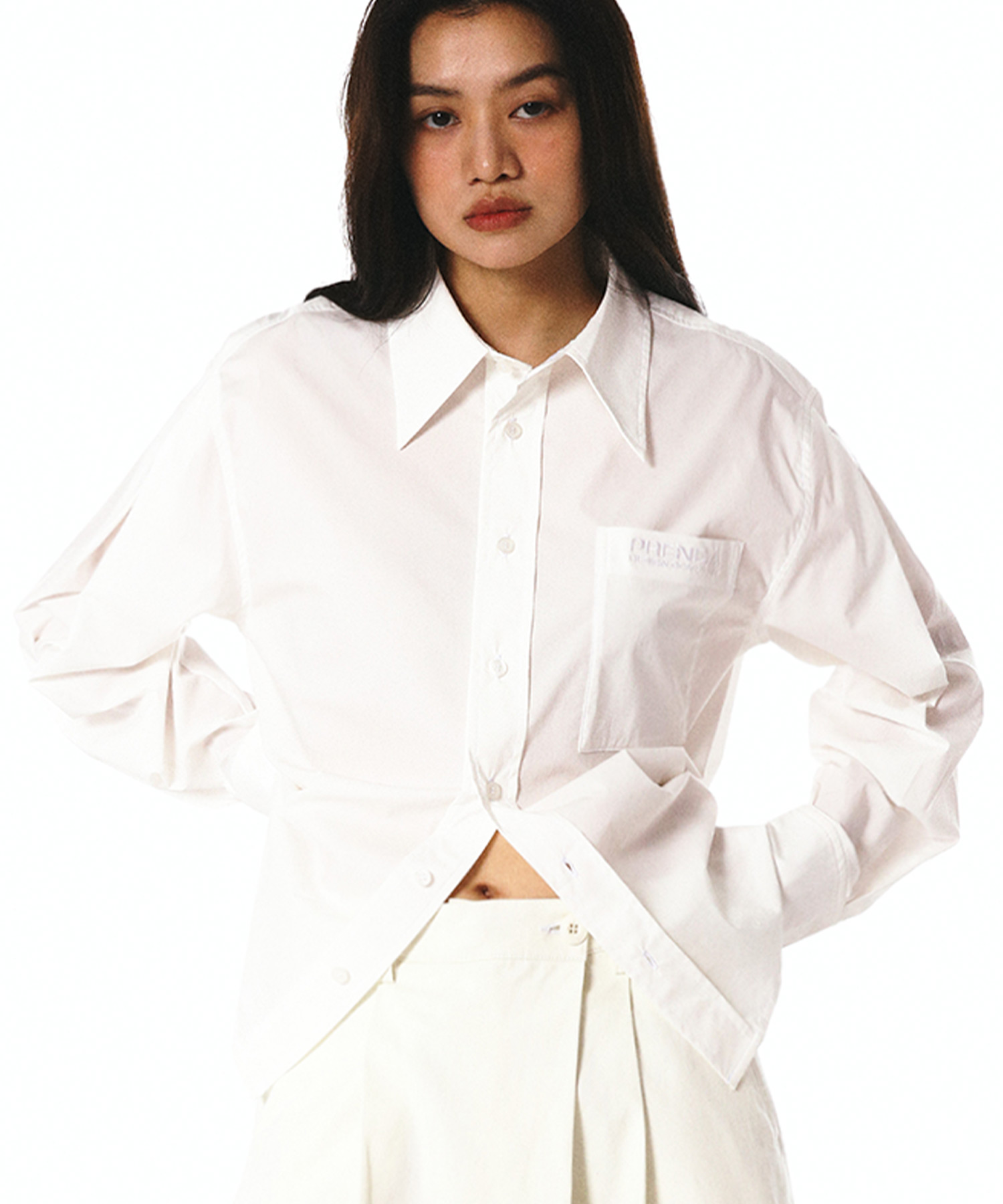 BIG COLLARED OVER FIT SHIRTS WHITE