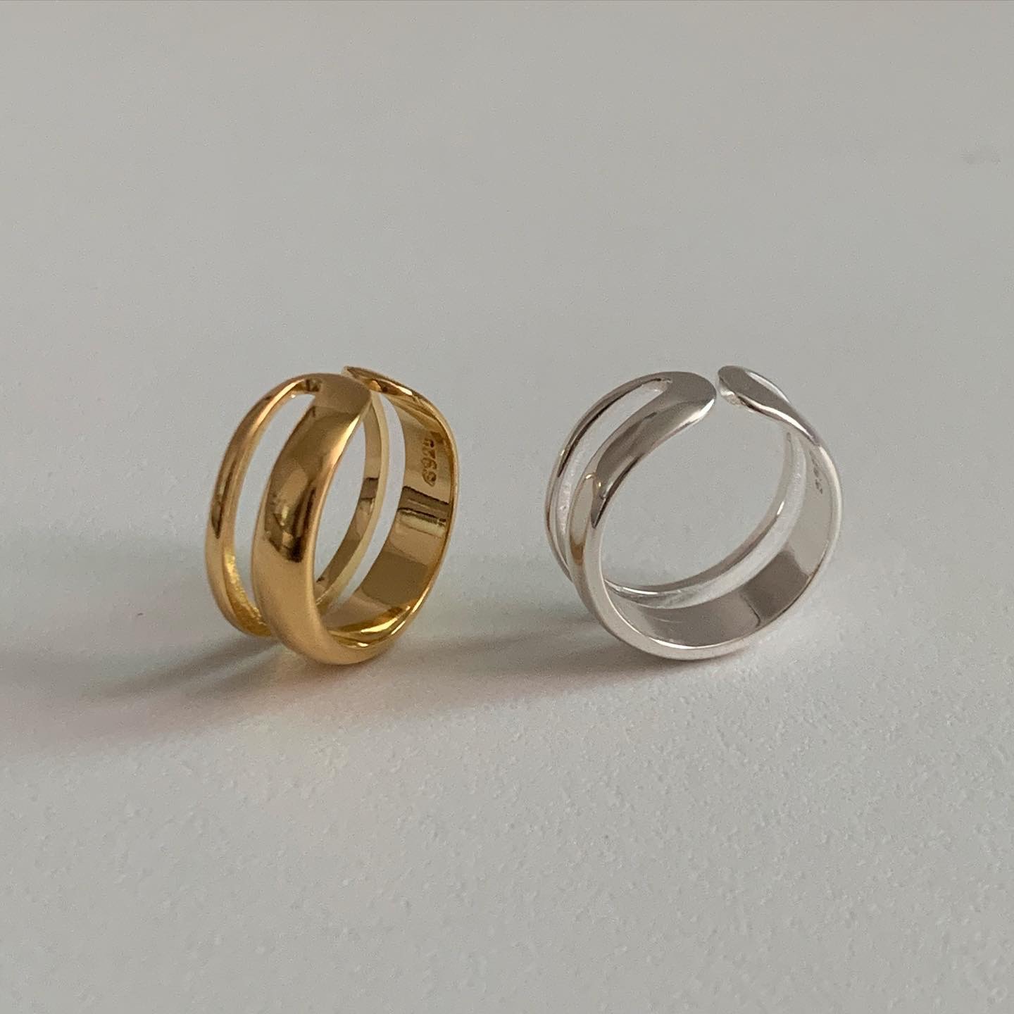 (silver925) Unique two line open ring
