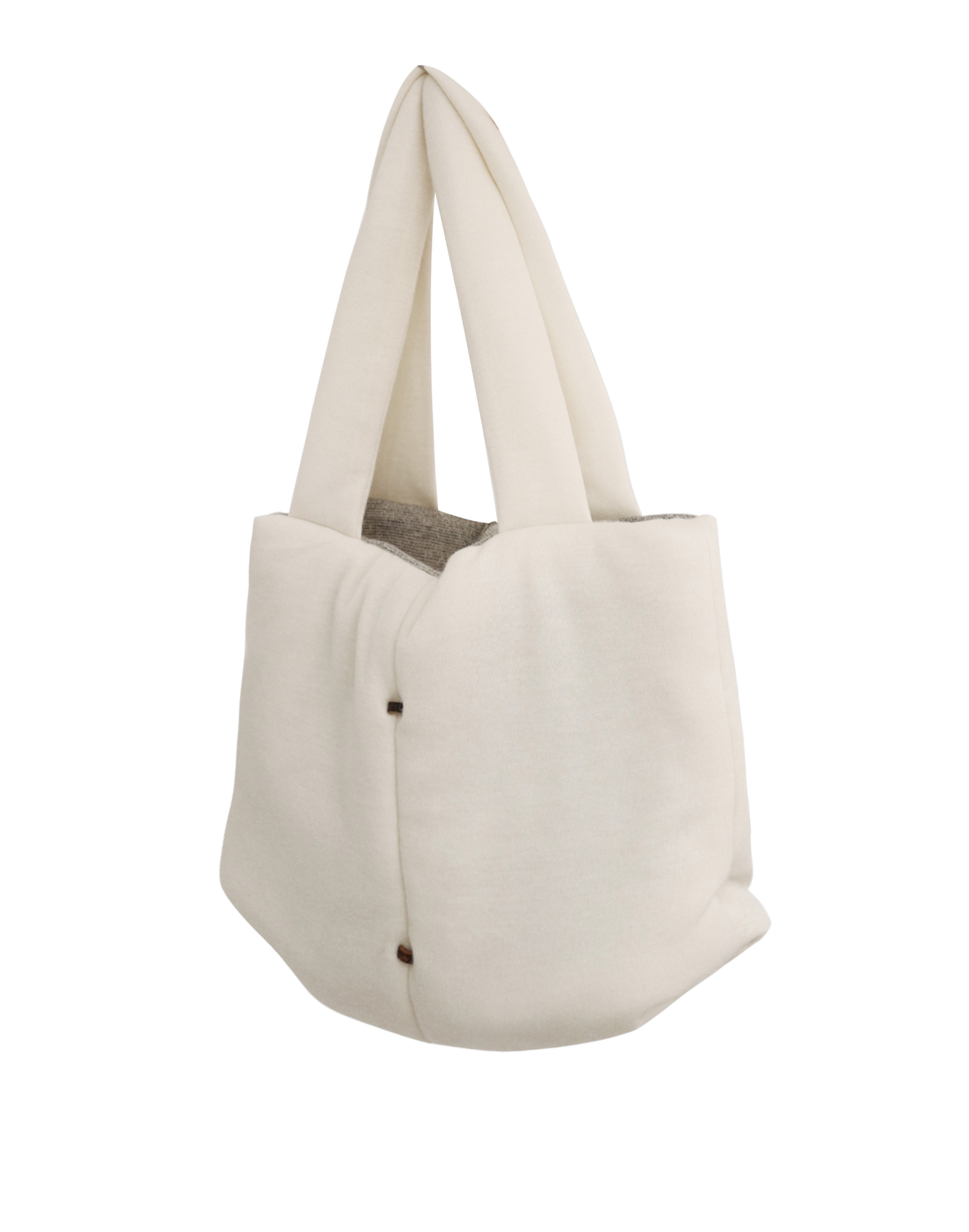 Wood stitch knit bag_Ivory