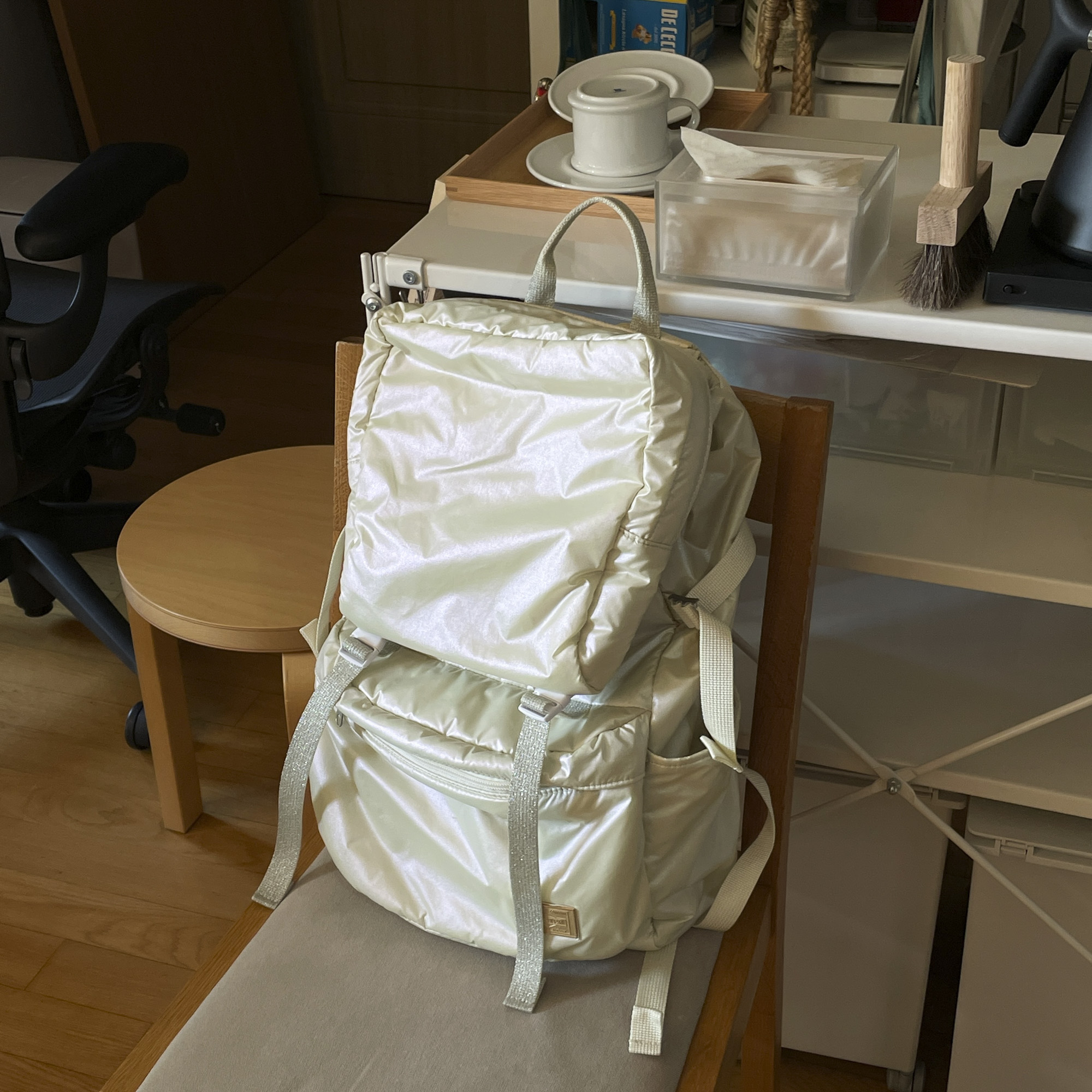 PORTER GIRL - SHOOTING STAR RUCKSACK (White Pearl)