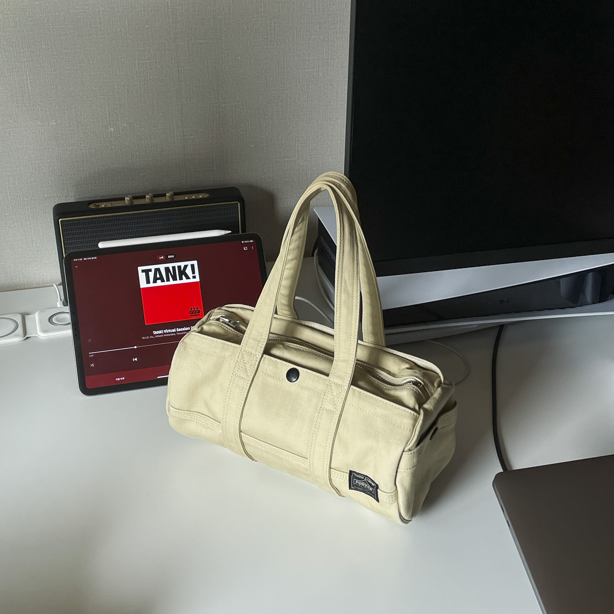 PORTER - CANVAS BOSTON BAG S (Cream Ivory)