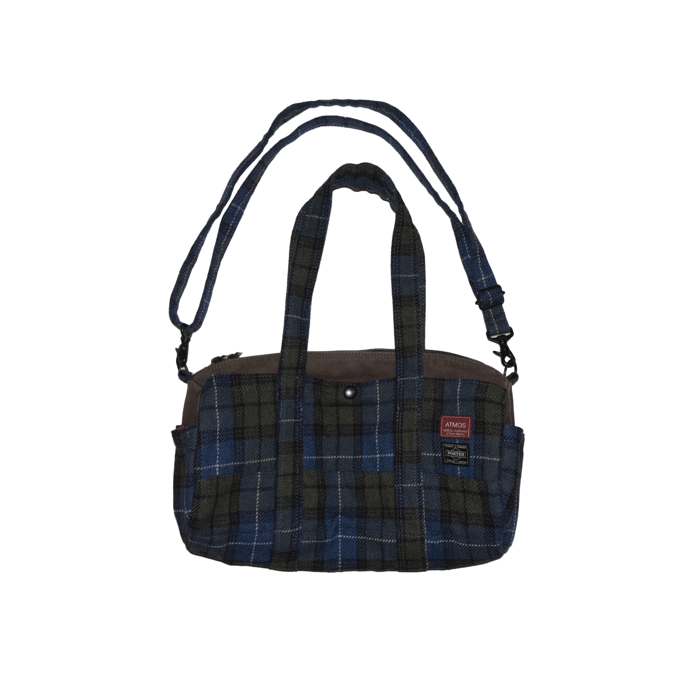 PORTER x ATMOS - 2way Wool Boston Bag (Tartan Check / Blue & Green)