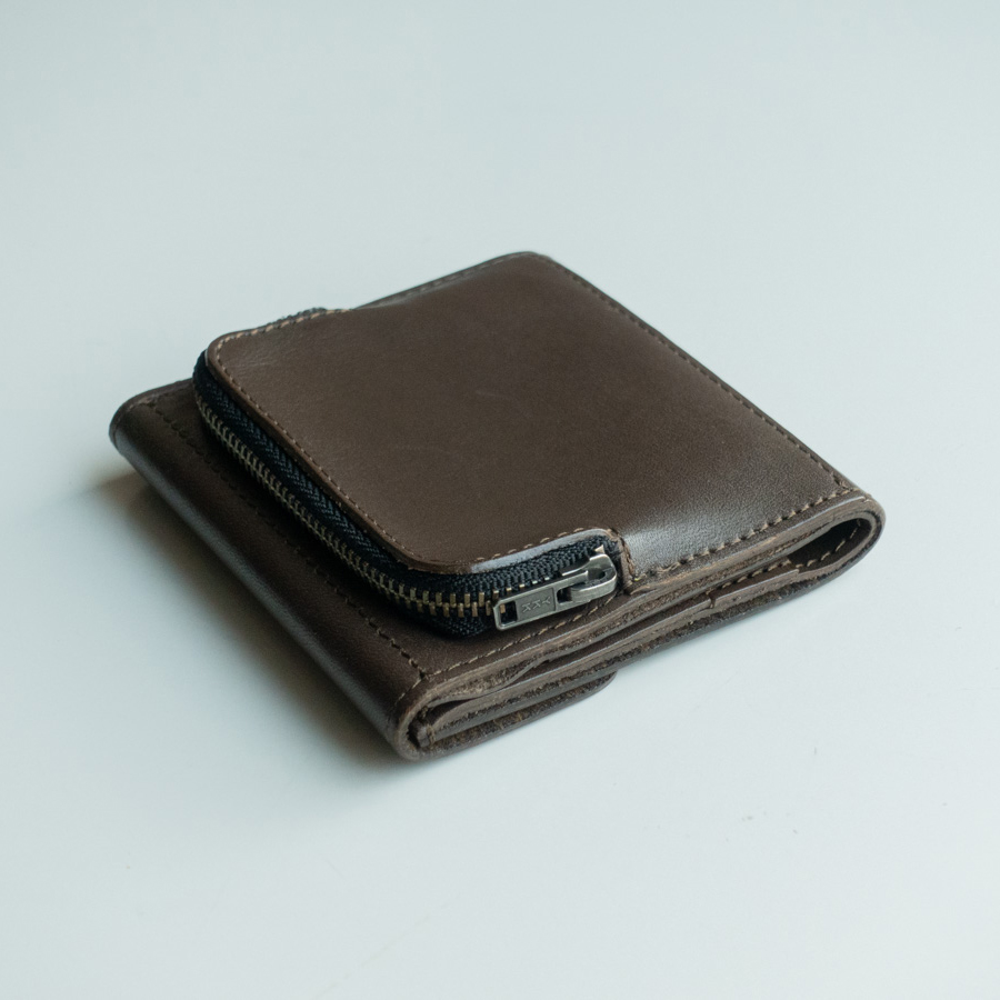 MHL. - BASIC LEATHE WALLET (Gray Brown) *THREE FOLD