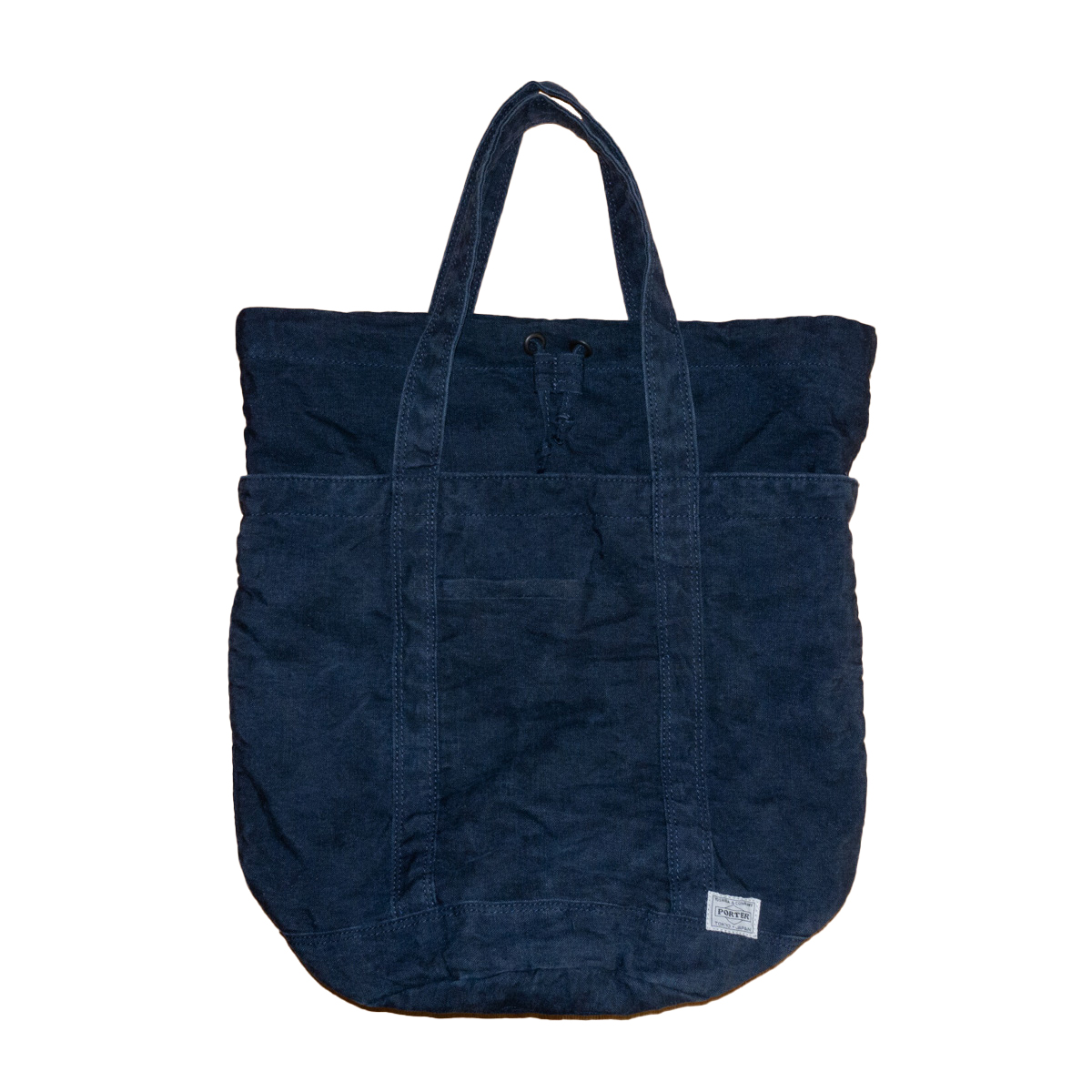 PORTER - Linen String Tote Bag (Natural Deep Blue) *stitch design