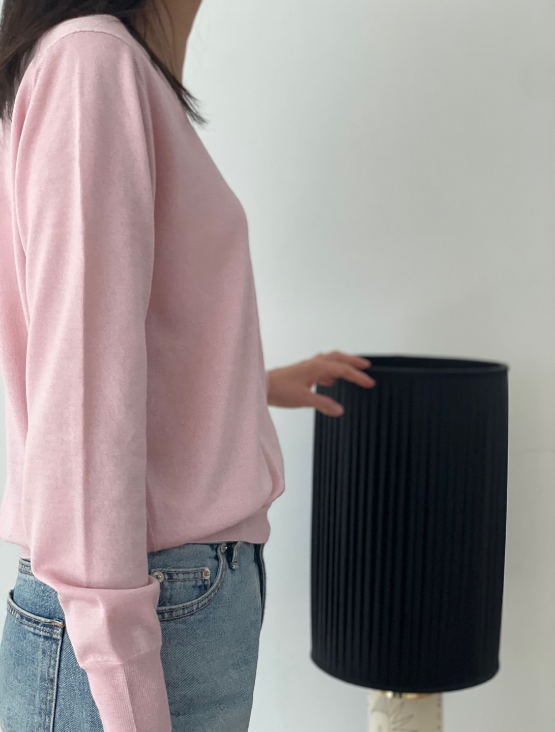 Cashmere100 v-neck cashmere knit top - Pink