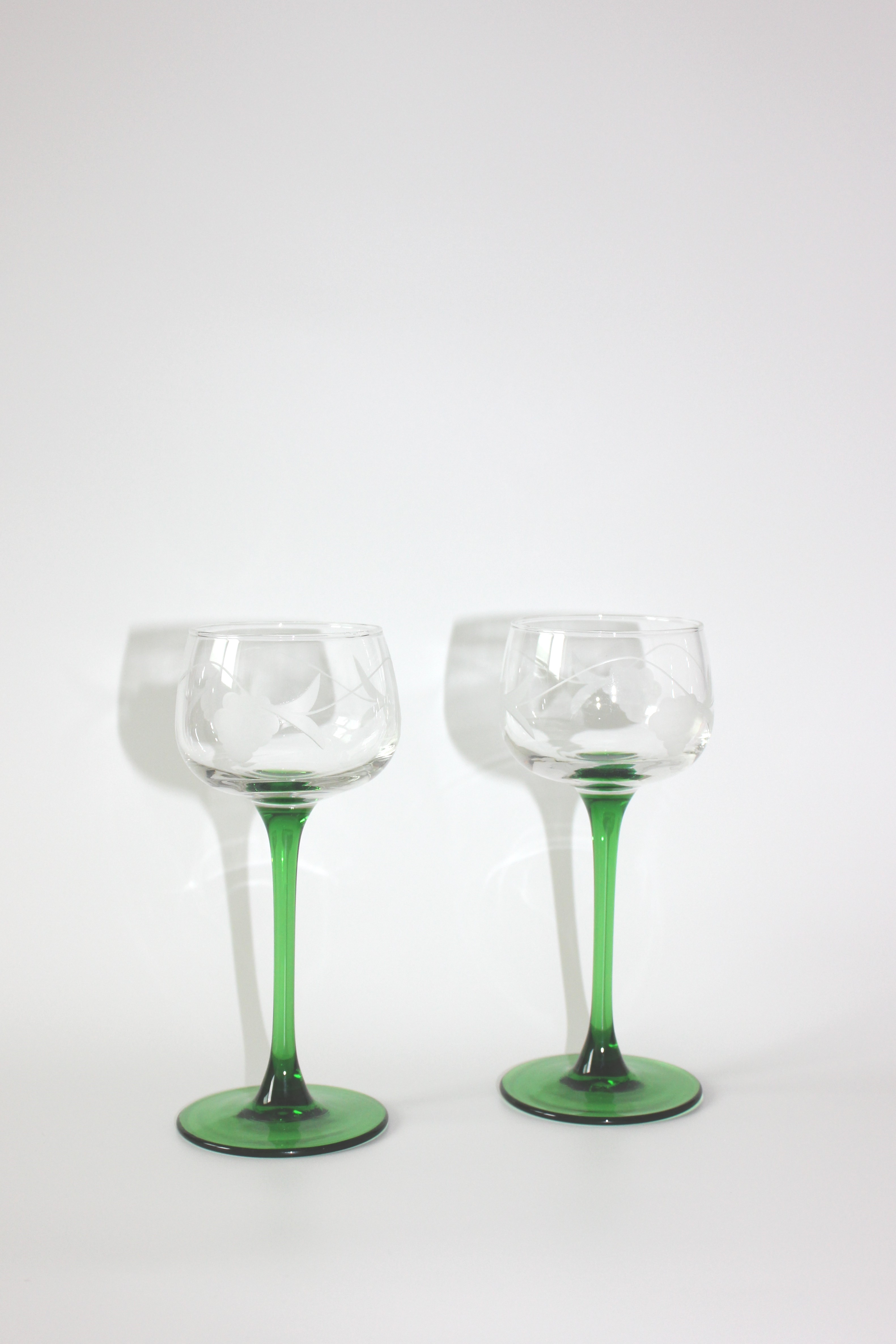 engraved green stem glass