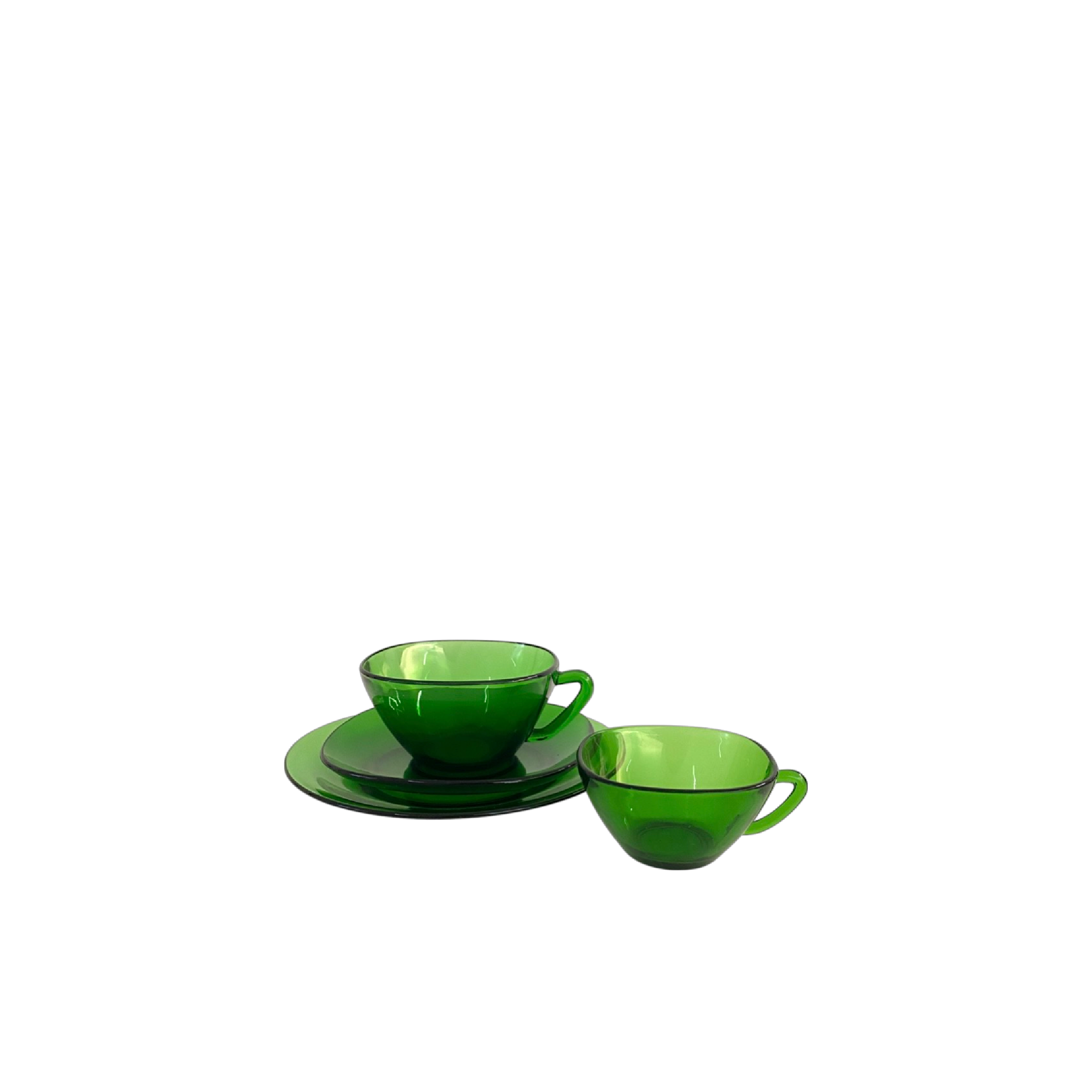 vintage) Green glass cup set