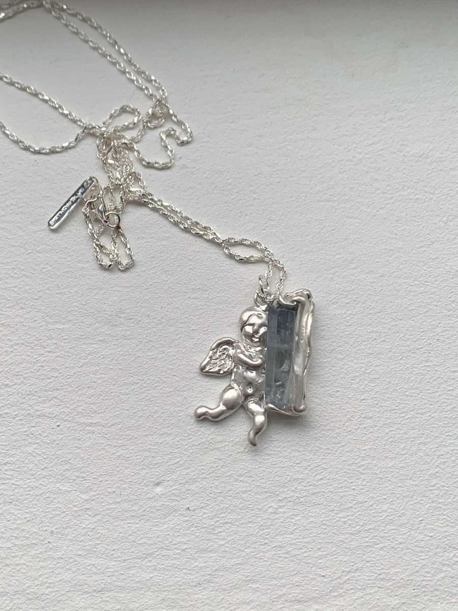 Smokey Blue Angel Necklace