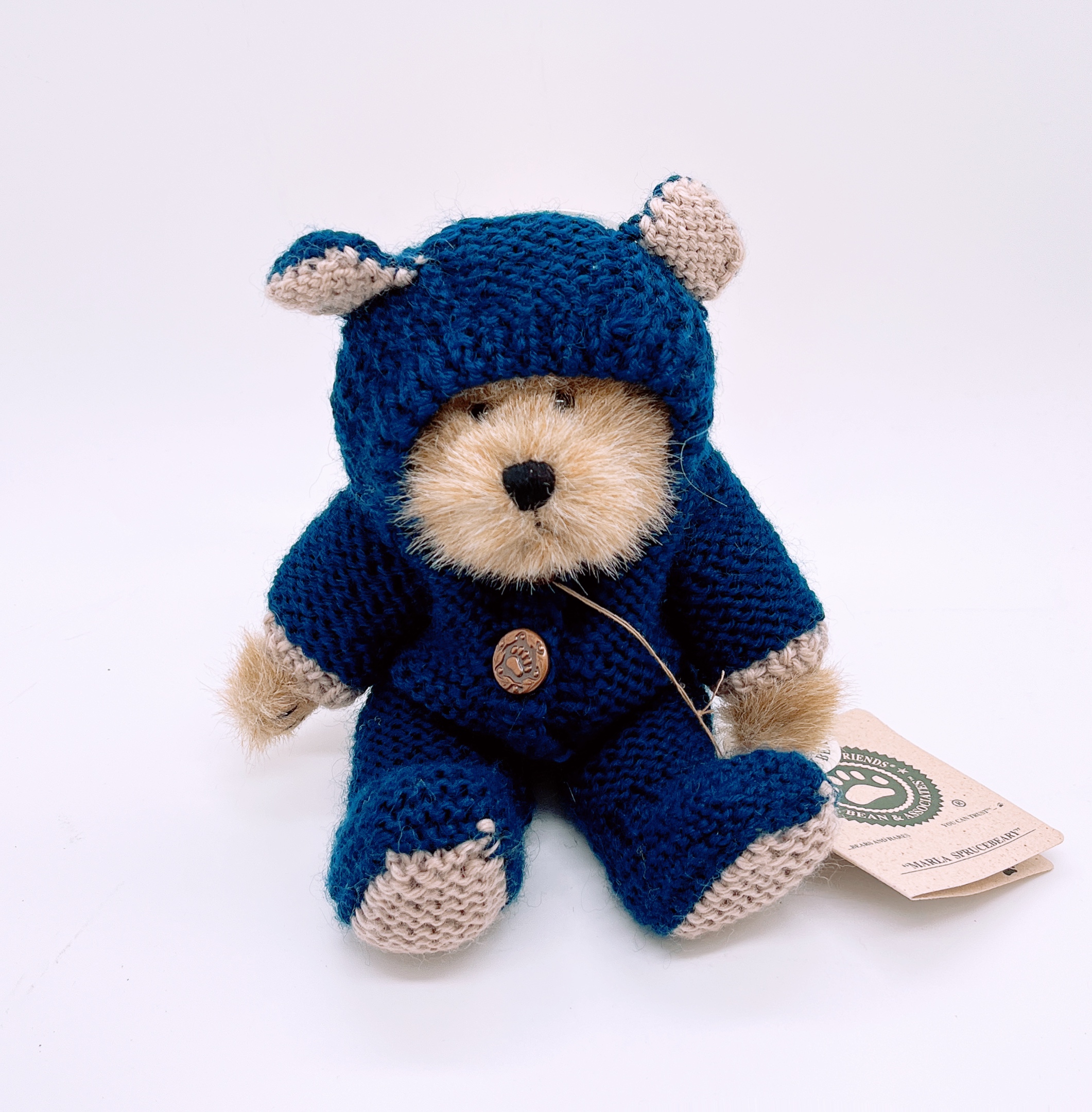 Blue knit baby boyds bear