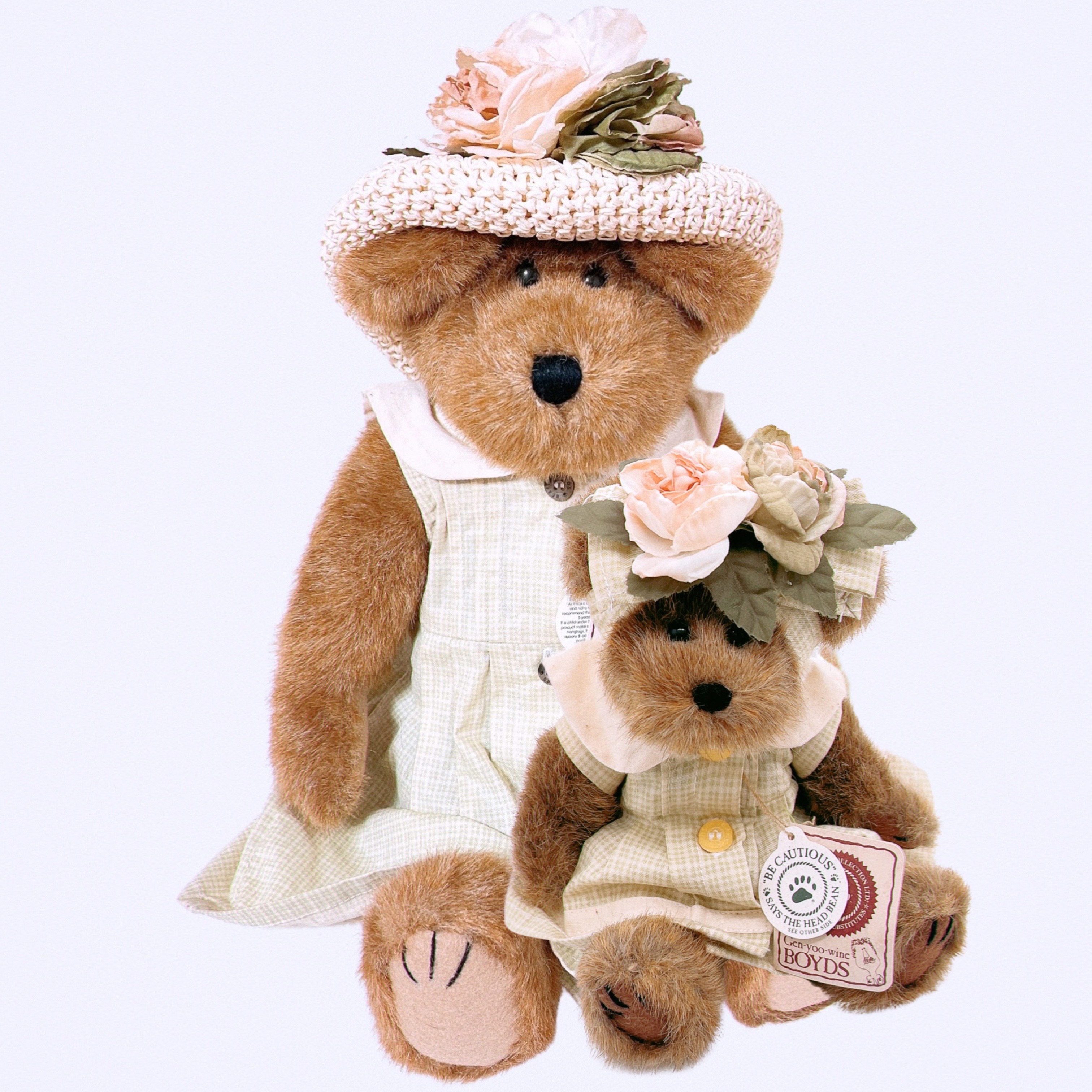 Yellow green checked dress bear [B]