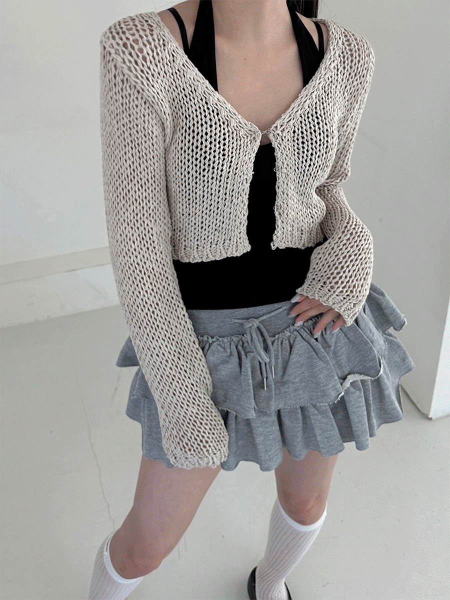 Loose net cardigan