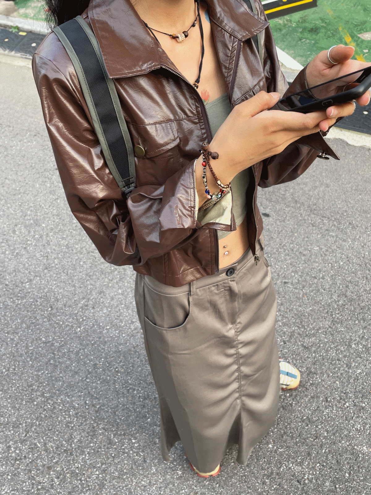 coating two way jacket (brown/black)