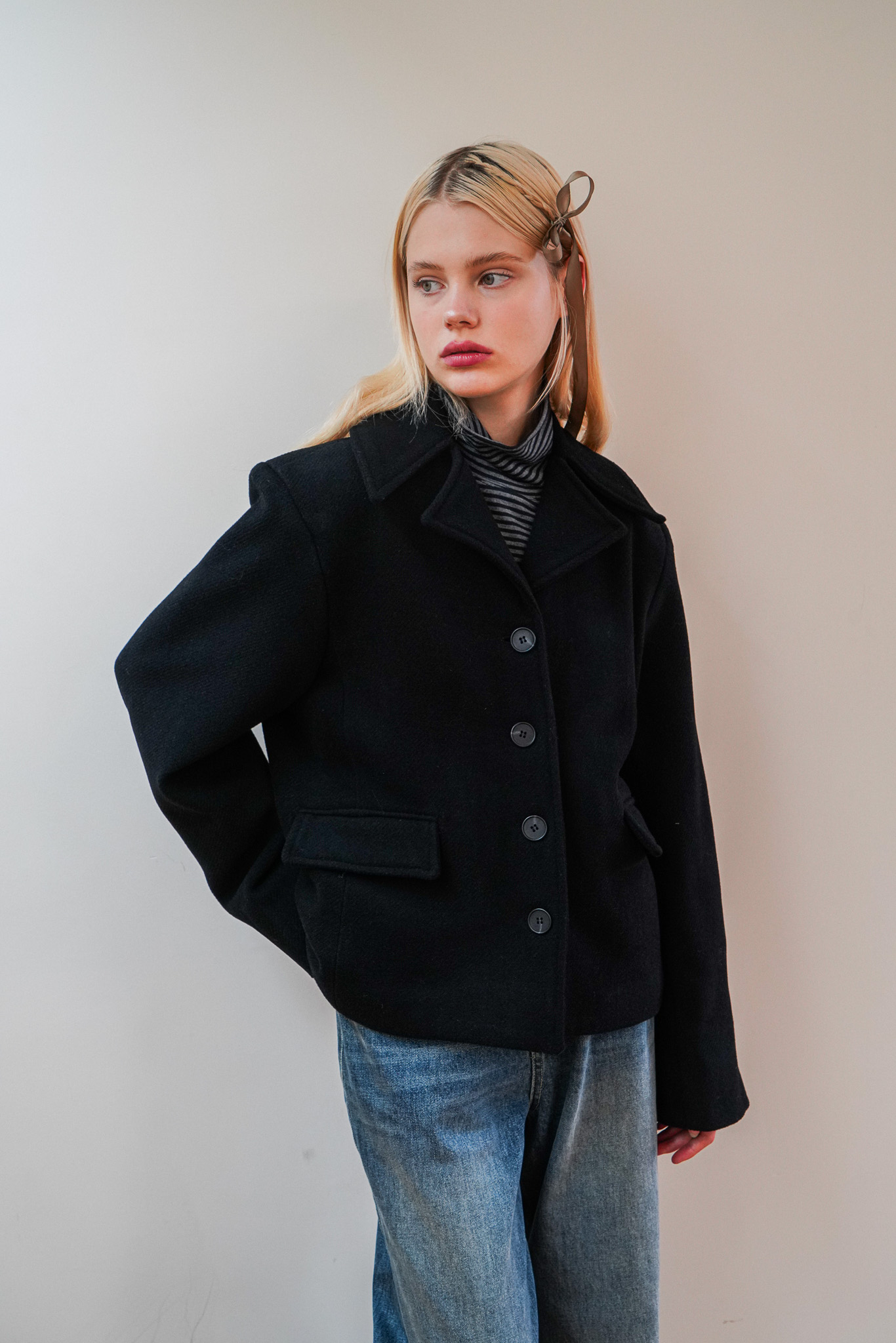 TWO WAY COLLAR WOOL JACKET