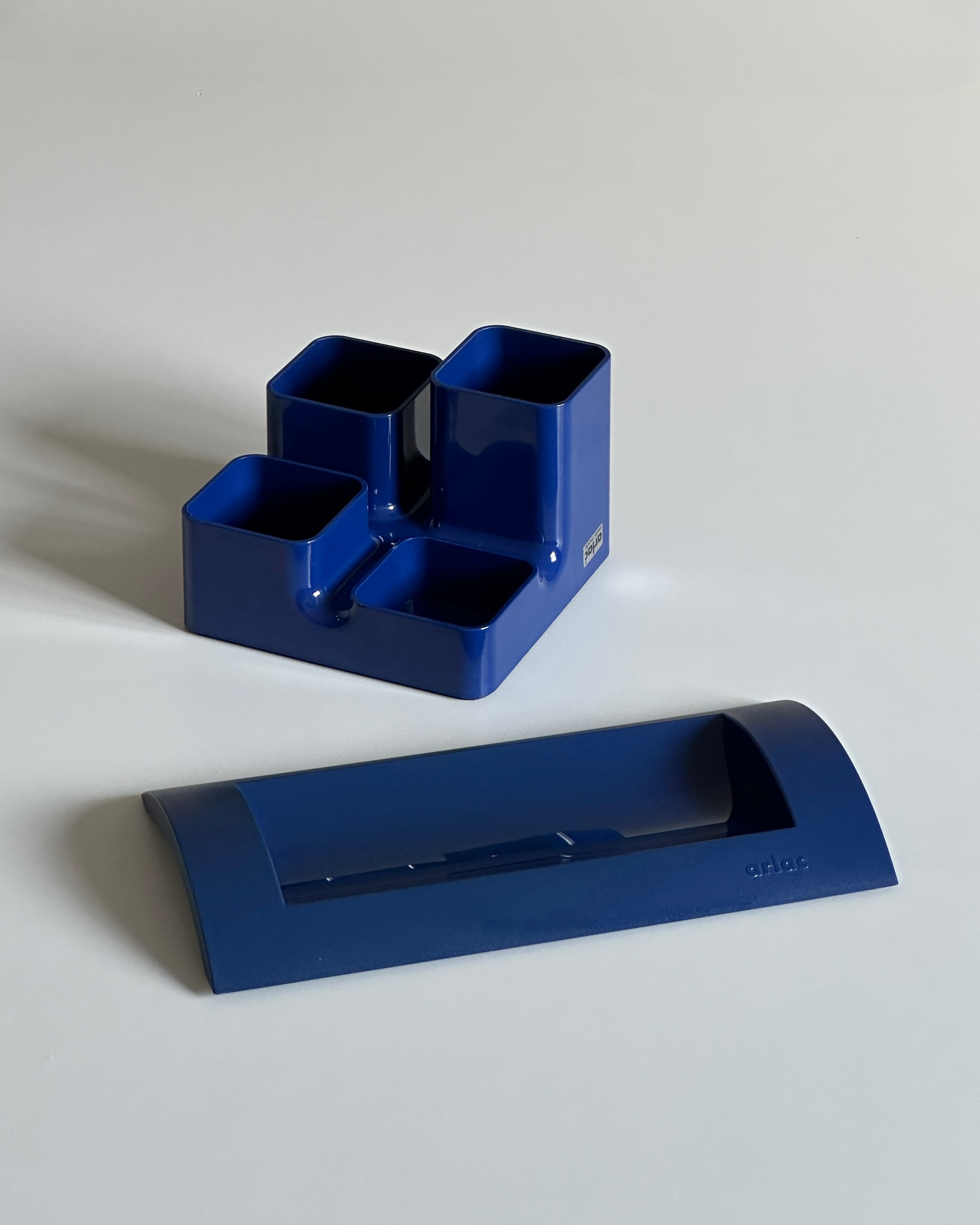 80s ARLAC Blue Pen Holder and Desk Tray