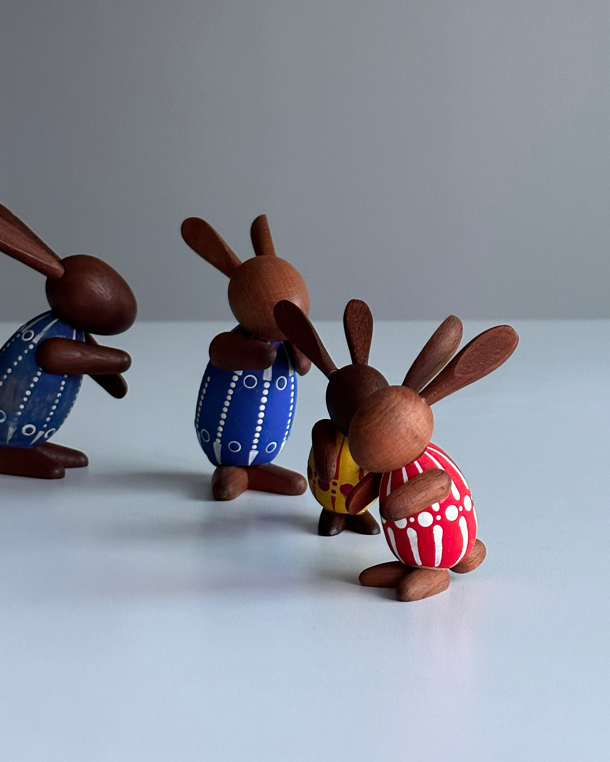 70s ILKA OTTE Handcrafted Wooden Easter Rabbits