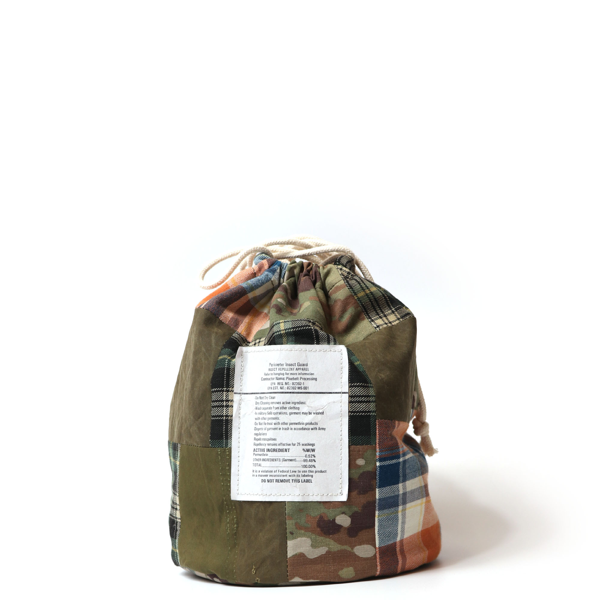 Patchwork string bucket pouch _ multi color