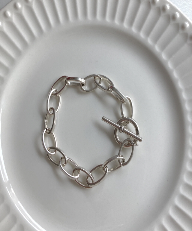 [ Silver925 ] Bold chain toggle bracelet