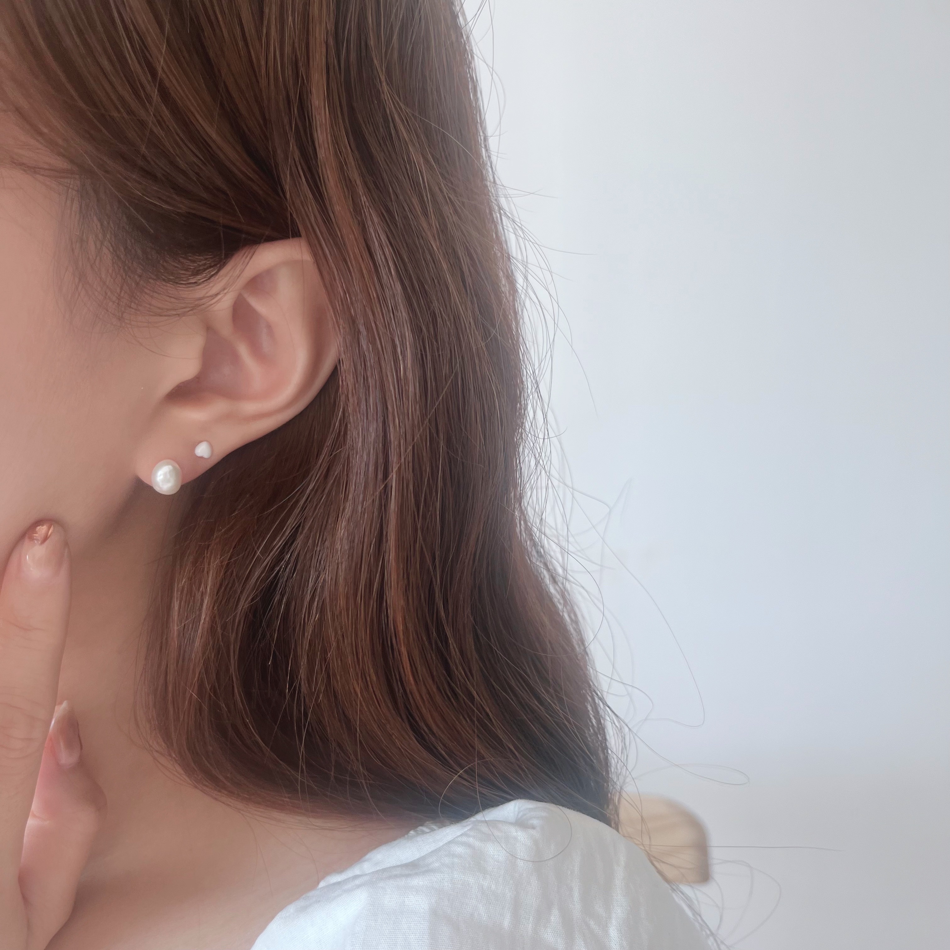 [ Silver925 ] Rough natural pearl earring