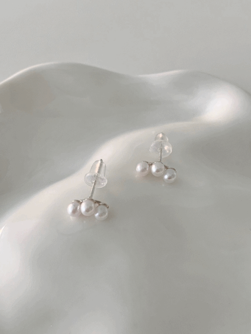 [ Silver925 ] 3pearl mini earring