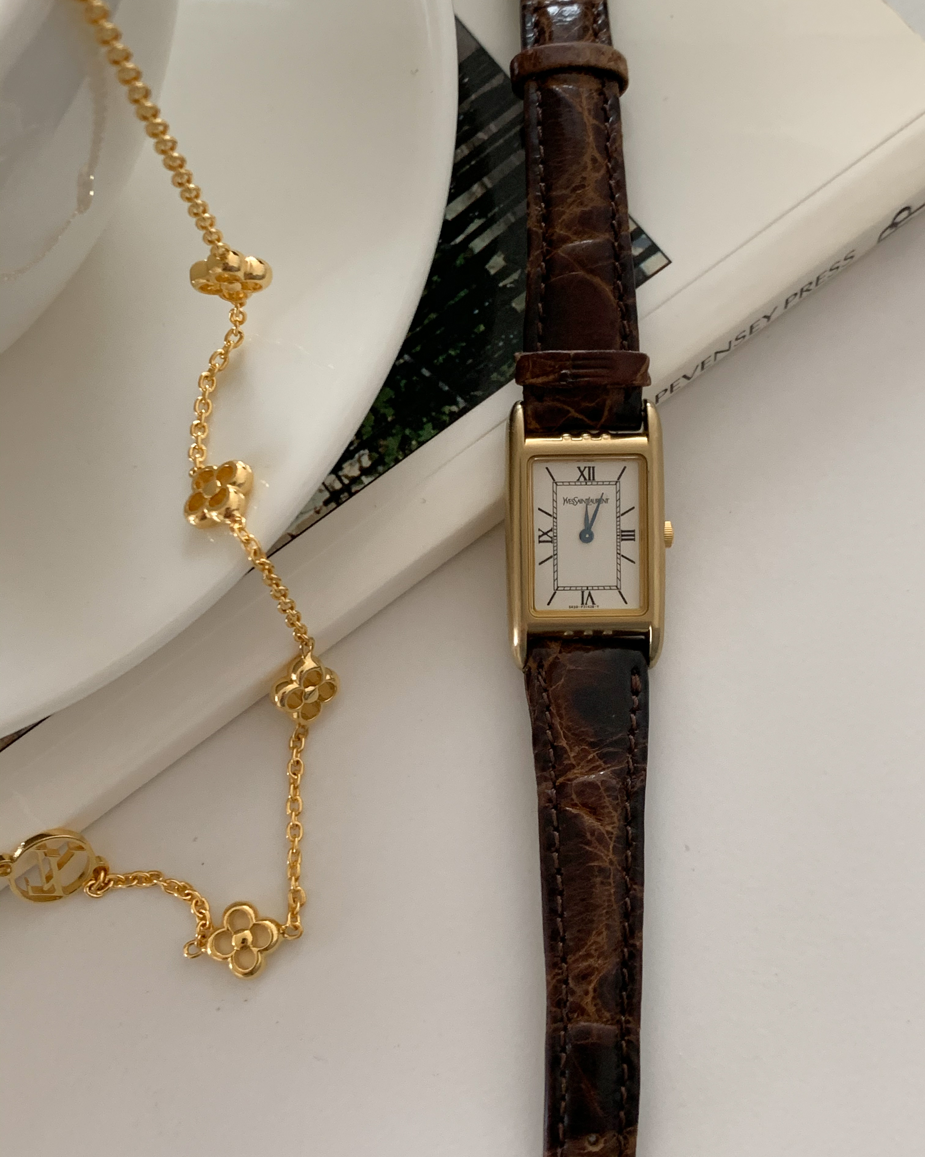 YSL classic square gold watch