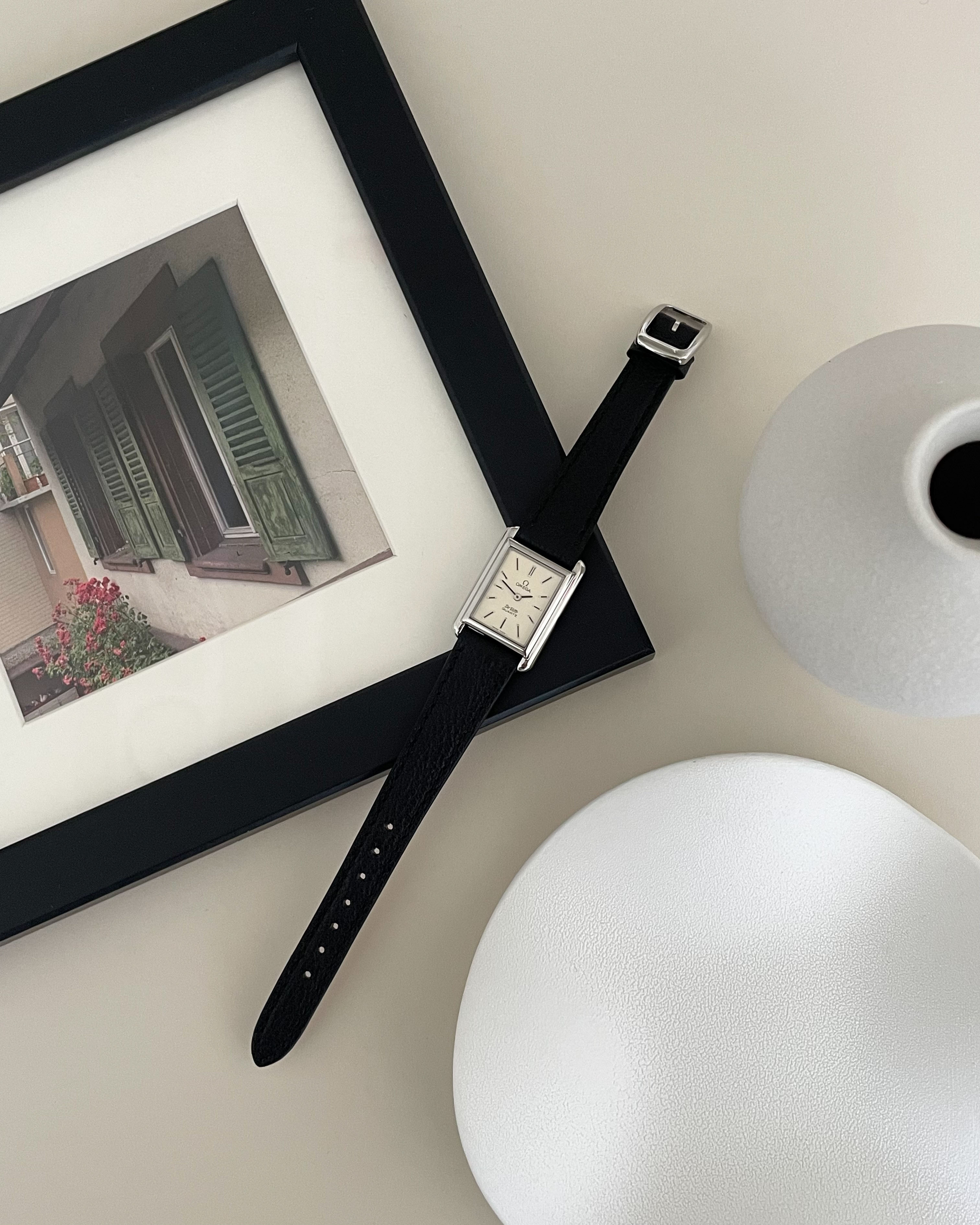 Omega deville square silver dial watch