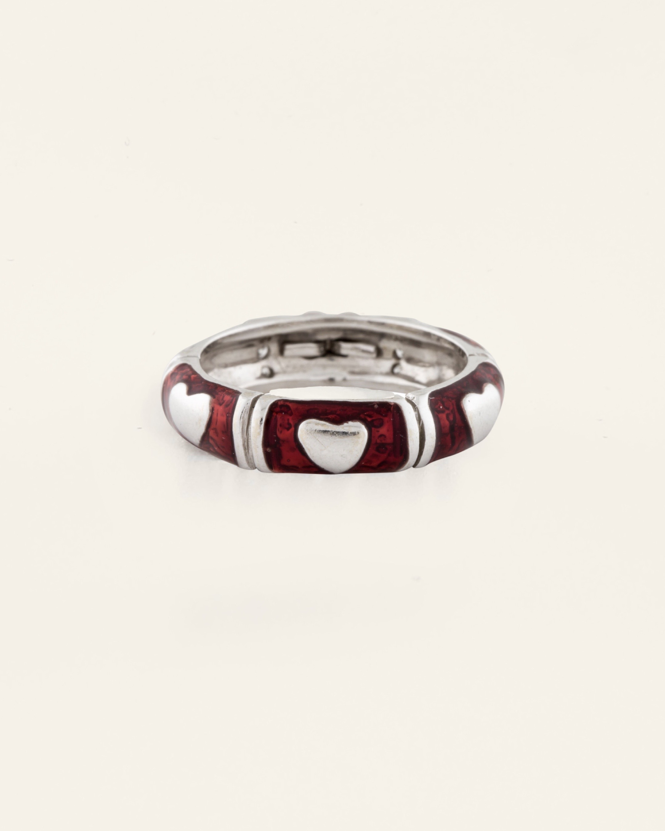 HIDALGO red enamel diamond heart ring