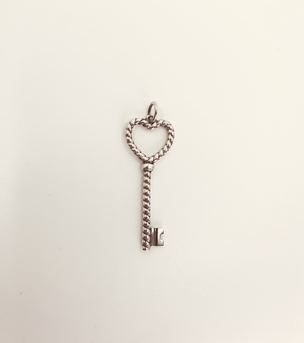 Tiffany sterling silver heart key pendant