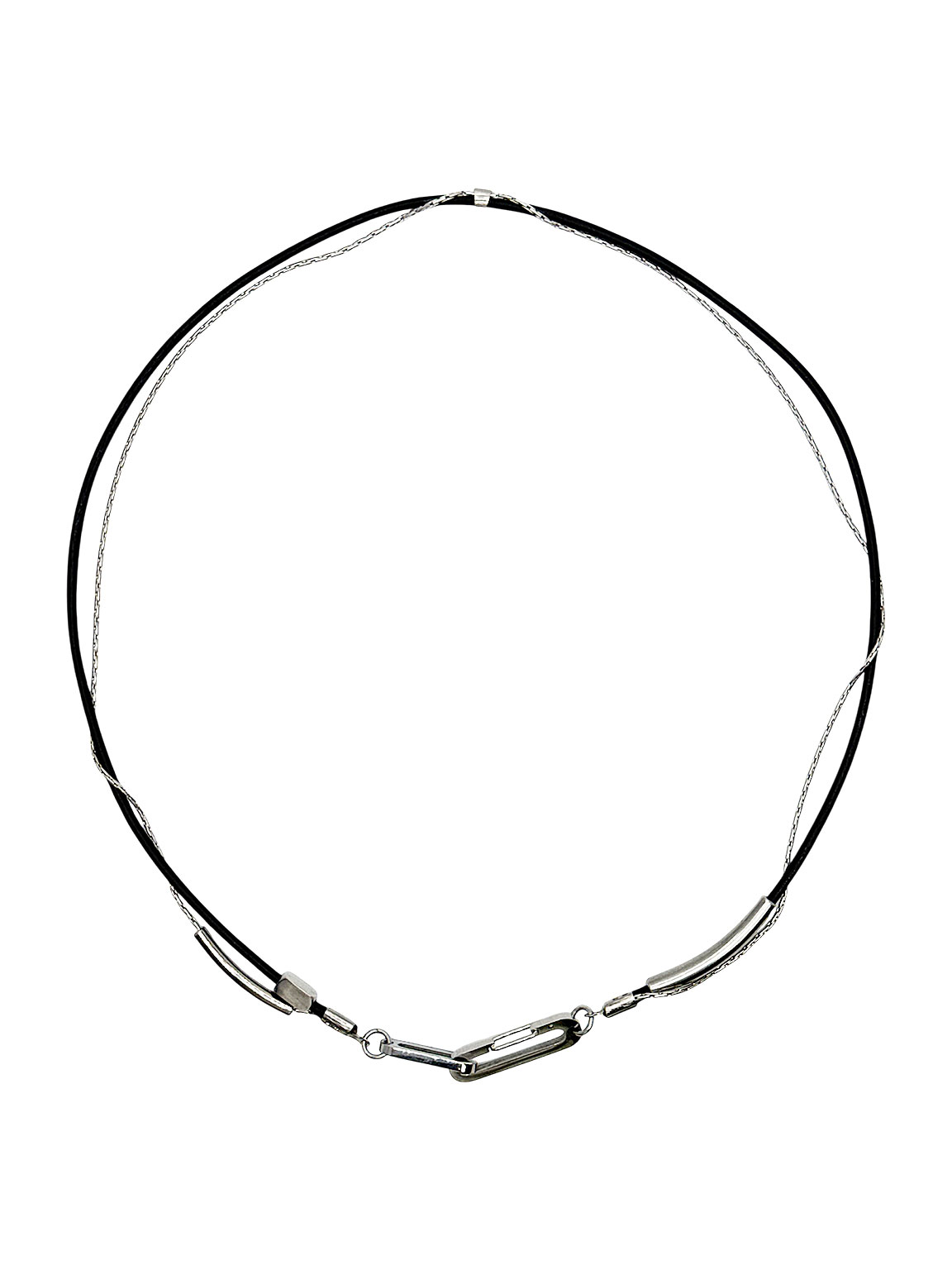 Leather chain layered clip necklace