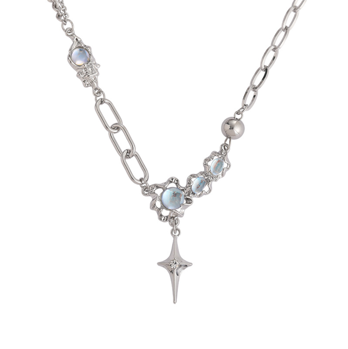 Emerald cross point chain necklace