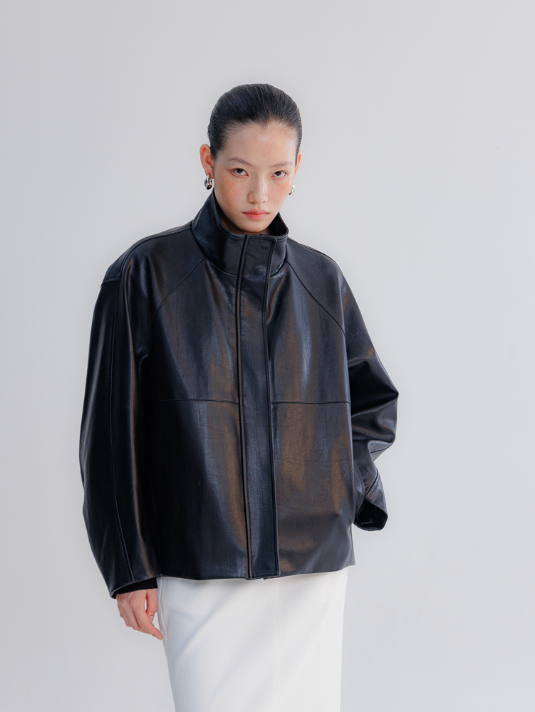 DIVINE FAUX LEATHER JACKET - BLACK