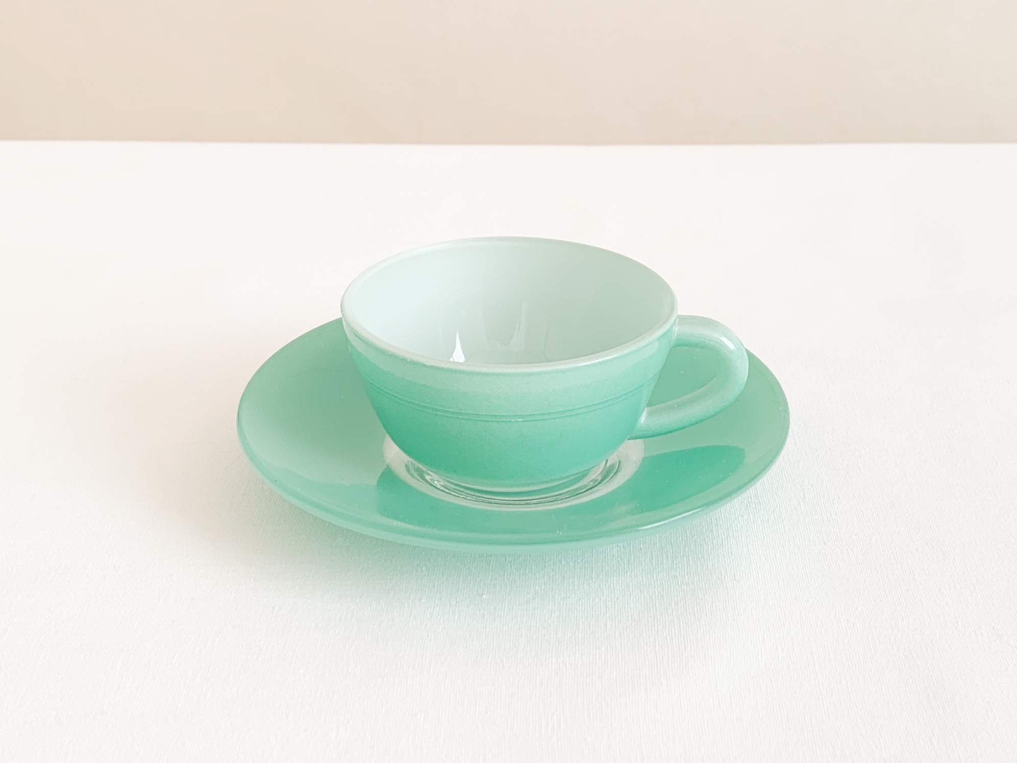 1950s duralex emerald tea cup & saucer