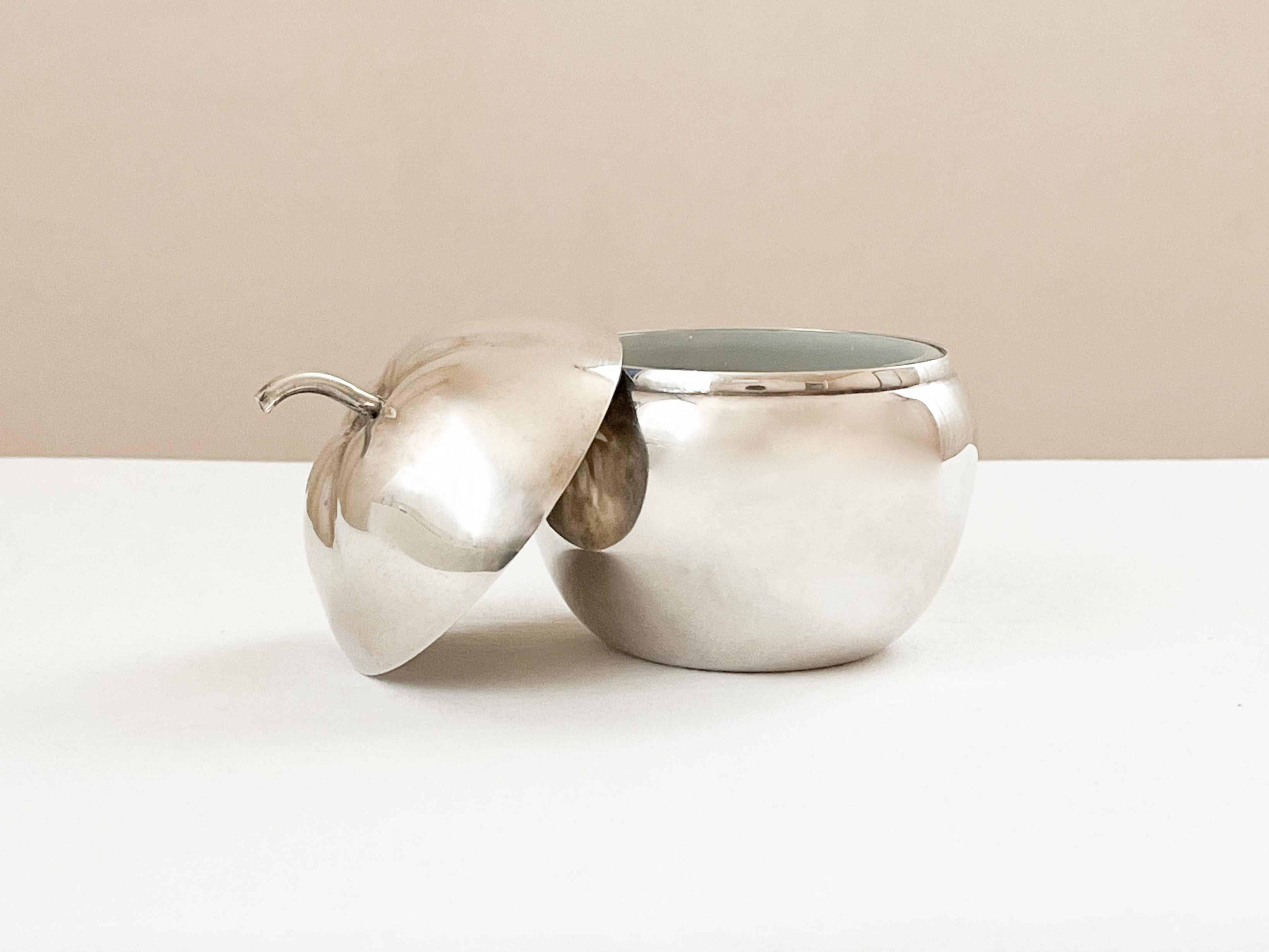 1960s silver apple jam pot