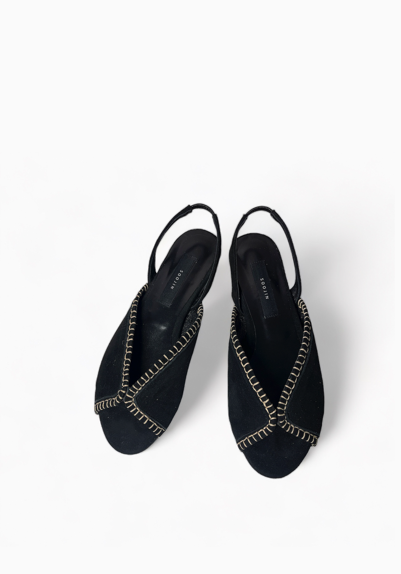 Stitch Pip Toe Slingback -﻿Black