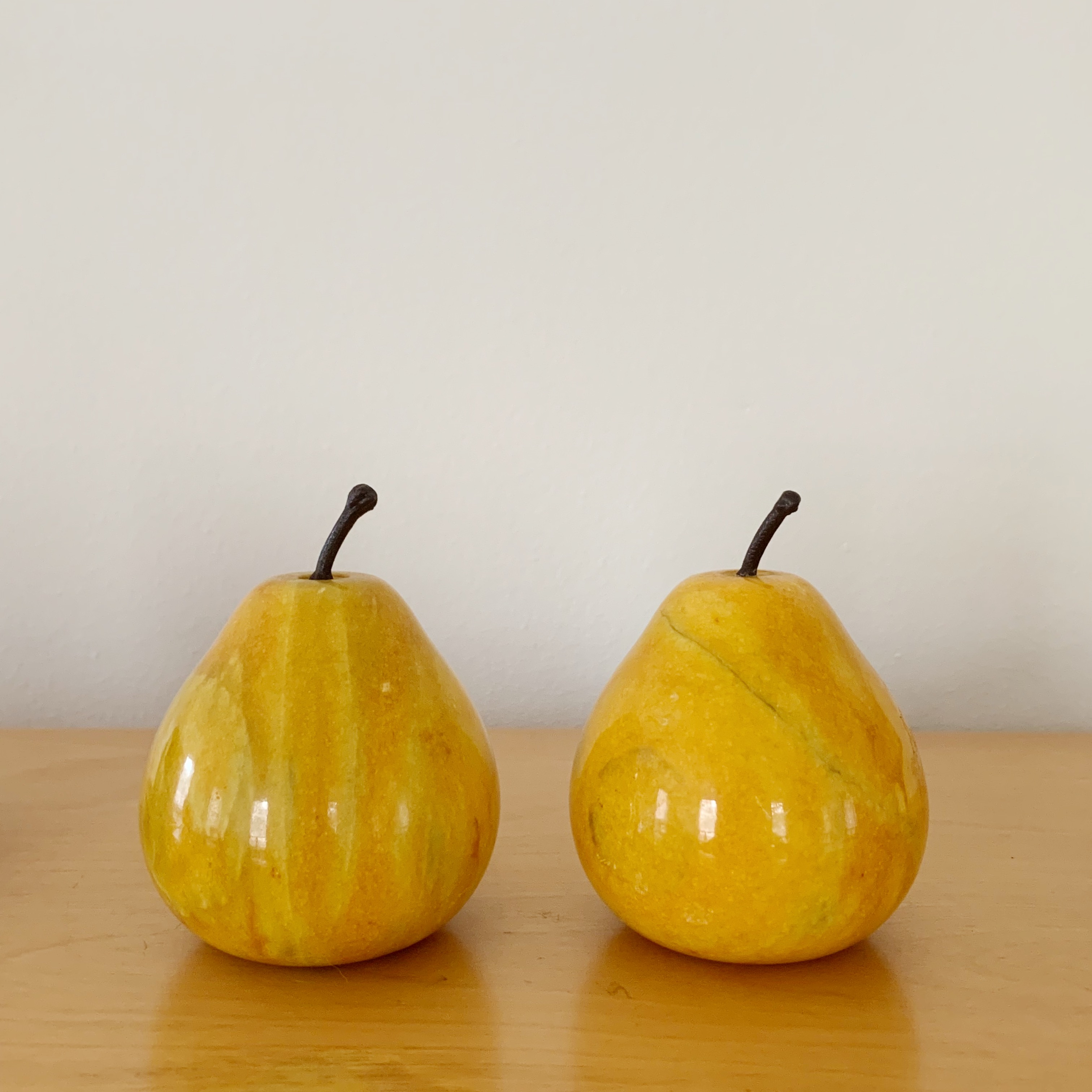 1960s marble golden pear paperweight