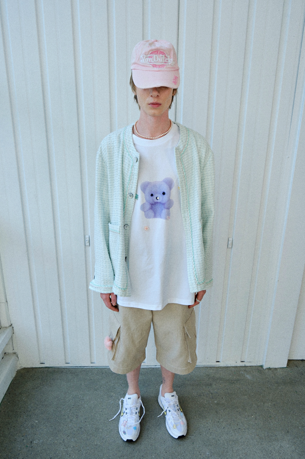 mint tweed cardigan