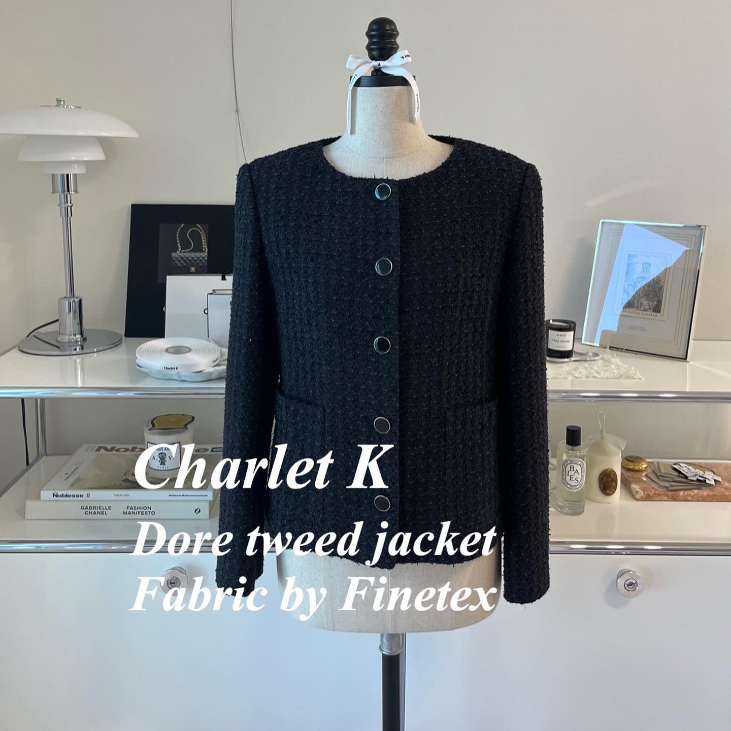 도레 블랙 트위드 자켓 (Dore Black Tweed Jacket - Fabric by Fintex made in Japan)