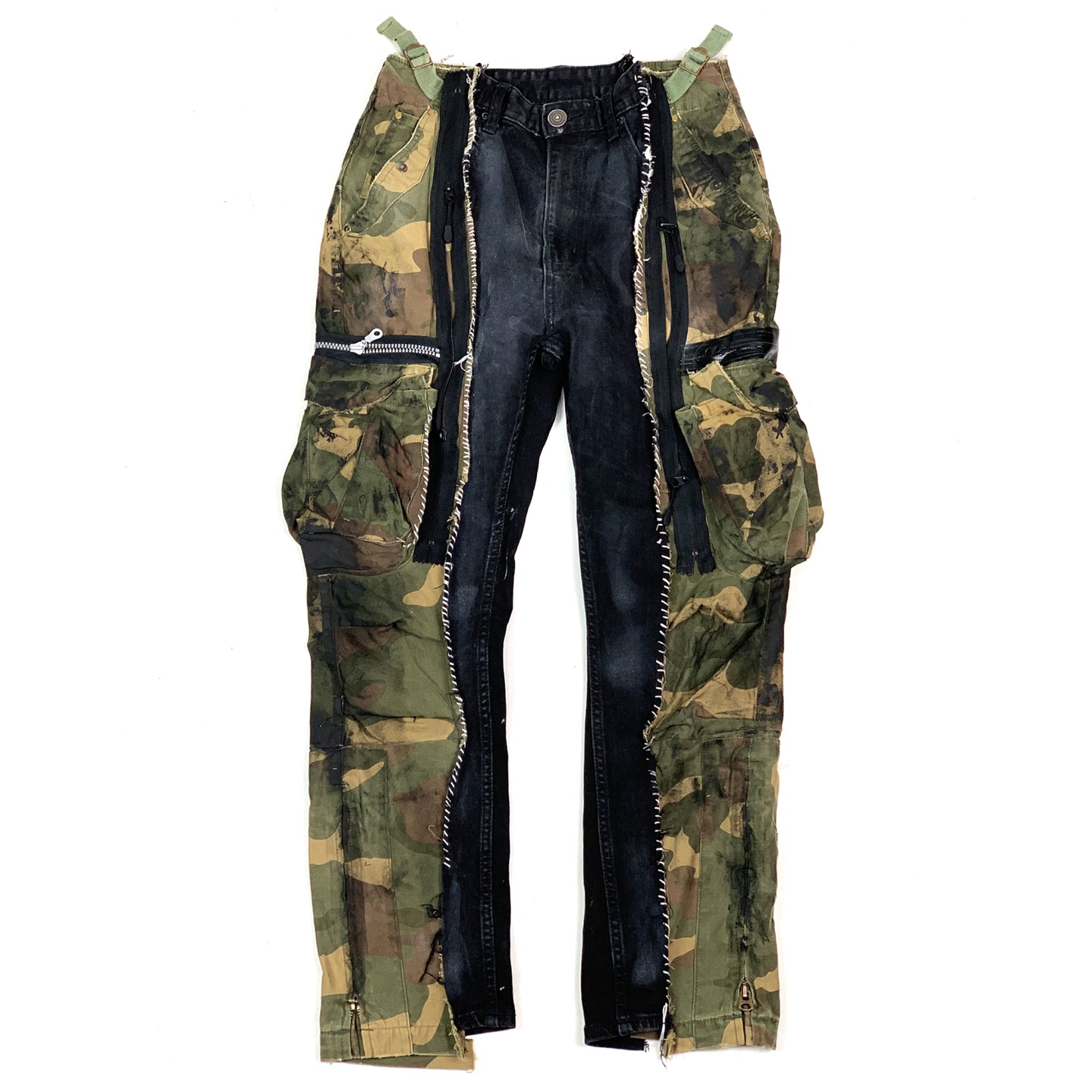 camouflage stitch remake jeans