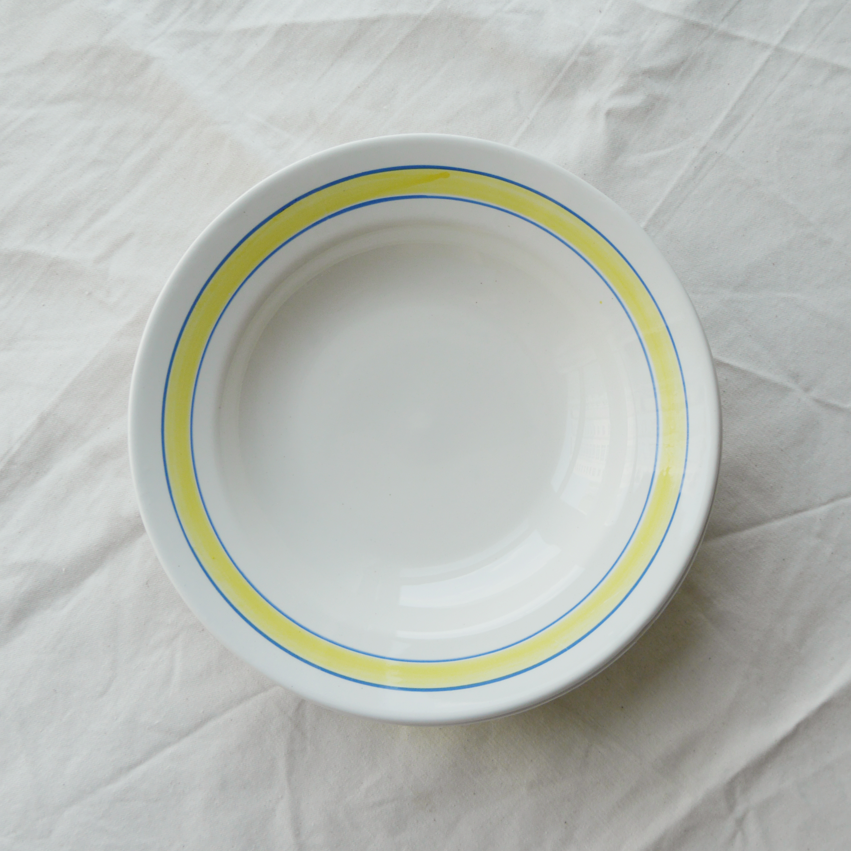 1960s french yellow&blue antique plate