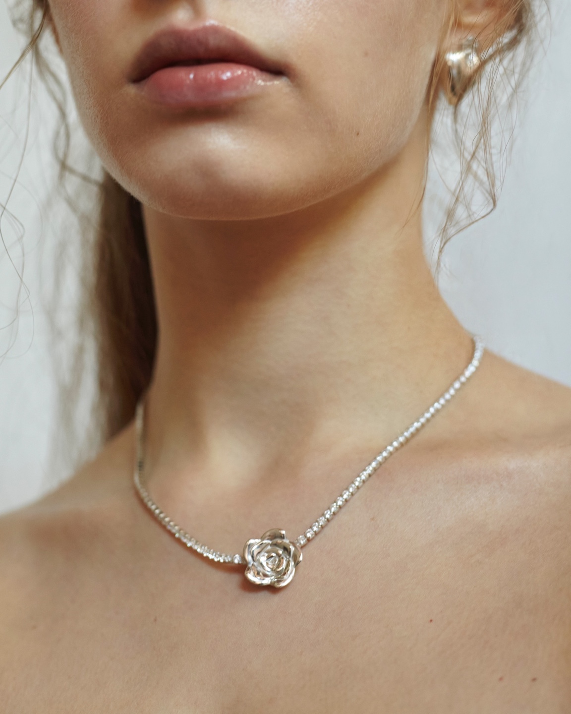 rose cubic chain necklace