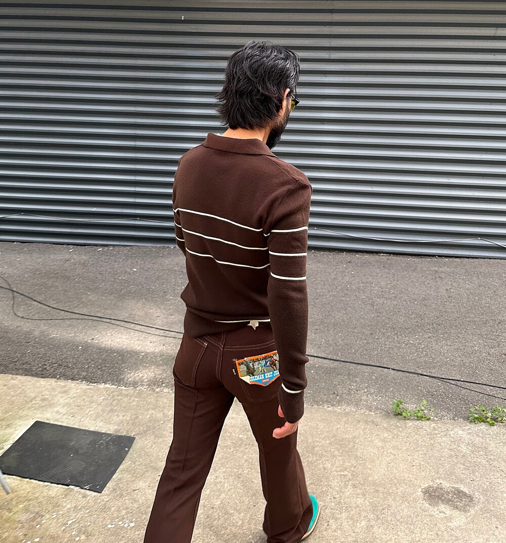 Vintage 70's Disco Collar Knit (Brown)